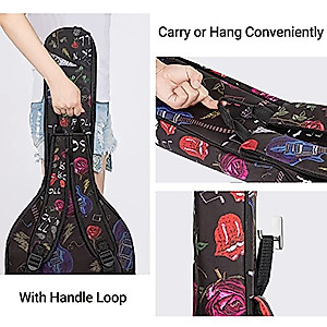 CAHAYA Electric Guitar Bag Rose Printing Soft Guitar Case 8mm Padding Gig Bag Backpack with Handle Loop CY0267