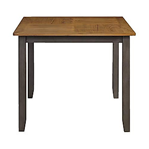 OSP Home Furnishings West Lake Dining Table Set, 5-Piece, Antique Finish Natural Top and Grey Base with Charcoal Fabric