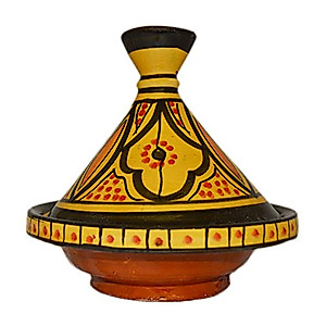 Moroccan Handmade Serving Tagine Exquisite Ceramic Verde Small Inches in Diameter Yellow
