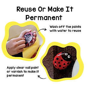 Toiing Rock Art Kit | Creative Reusable Rock Painting Kit for Kids | Indoor Art & Craft Kit with Paints & Paintbrush | Birthday Gift for Kids