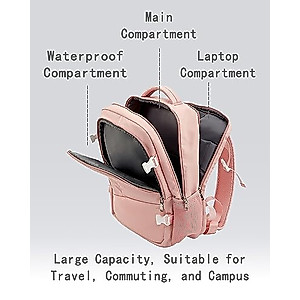 LUCKGLOW Travel Backpack for Women, Pink, Carry on Backpack, Laptop Backpack 15.6 Inch, Travel Essentials, Casual Daypack Backpack