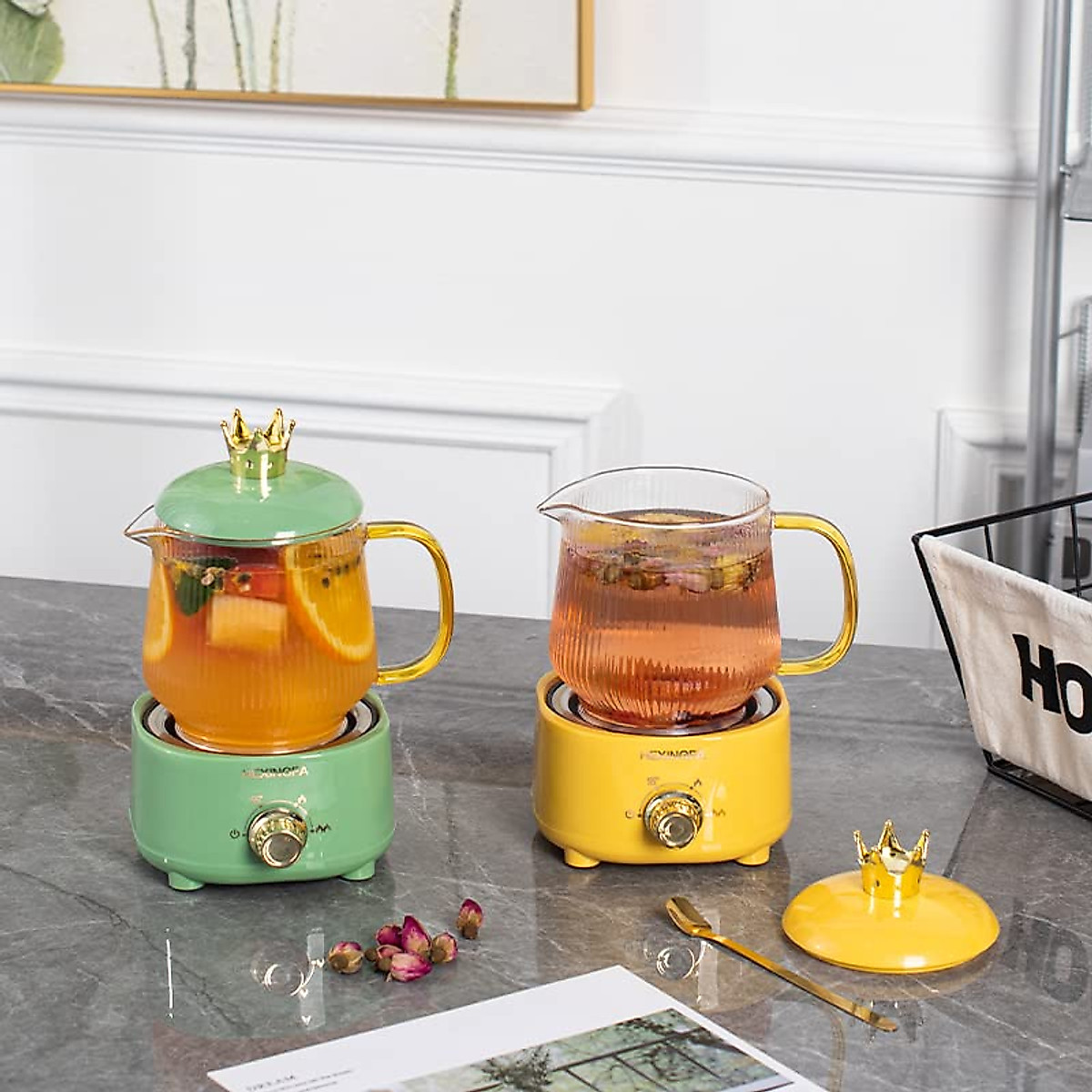 Morantica Hot Tea Maker Electric Glass Kettle with temperature control Automatic Shut off Brewing Programs for your favorite teas and Coffee (white)