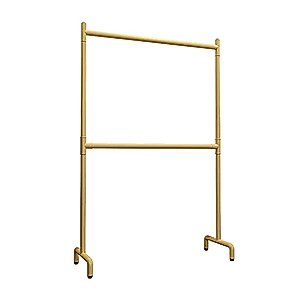 ZBYL Coat Rack Garment Rack Clothes Rack, Portable Storage Shelves Metal Clothing Rack, Wardrobe Closet Organizer Standard Rod for Hanging Clothes, 100×160cm (Color : Gold, Battery *1 : 120x160cm)