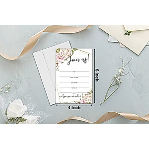 ZEDEV Join Us Invitation Cards - Floral Invite Cards for All Occasions, Wedding, Engagement, Reception, Retirement, Bridal or Baby Shower and Birthday Party - 25 Cards and 25 Envelopes - (joinus-013)