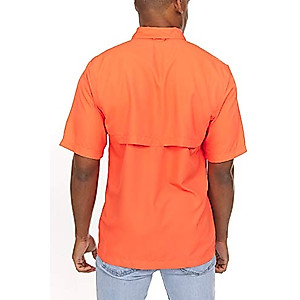 Swiss Alps Mens Short Sleeve Lightweight Breathable Outdoor Fishing Shirt BRIT-Coral Small