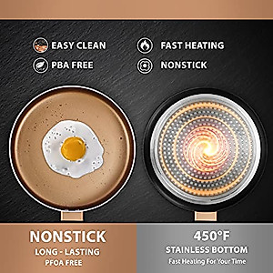 Pots and Pans Sets, Nonstick Cookware Set, Induction Pan Set, Chemical-Free Kitchen Sets, Saucepan, Frying Pan, Saute Pan, Black, 9 Pieces