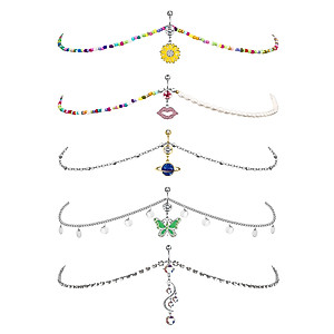 Drperfect Belly Button Ring with Waist Chain for Women Belly Ring Chain 14G Stainless Steel Dangle Belly Button Ring Belly Chain Jewelry for Waist