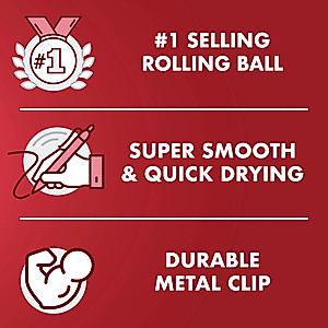 Pilot, Precise V5 RT Refillable & Retractable Rolling Ball Pens, Extra Fine Point 0.5 mm, Red, Pack of 8