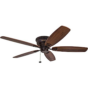 Honeywell Ceiling Fans Glen Alden, 52 Inch Classic Flush Mount Indoor LED Ceiling Fan with Light, Pull Chain, Quick-2-Hang Dual Finish Blades, Reversible Motor - 50183 (Oil Rubbed Bronze)