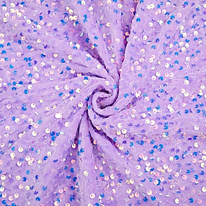 Iridescent Sequin Fabric 1 Yard Lavender Velvet Fabric by The Yard Purple Shimmer Sequin for DIY Craft Sewing Stretch Cloth for Custom Dress Birthday Party