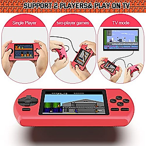 JAMSWALL Handheld Game Console, 500 Classical FC Games 3.5-Inch Screen 1020mAh Rechargeable Battery Portable Retro Video Game Console Support for Connecting TV and Two Players (Red)