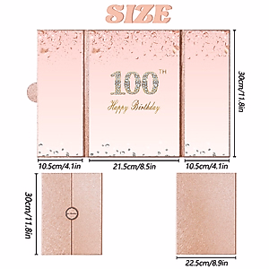 Crenics Rose Gold 100th Birthday Decorations, Creative 100th Birthday Guest Sign in Book Alternative, 100th Birthday Signature Book 12" x 18", Great 100 Years Old Birthday Gifts for Women