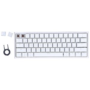 Mini Mechanical Gaming Keyboard, Backlight Ergonomic Game Keyboard with Long Type C USB Cable, Easy to Carry, for PC/ Gamer, Typist, Travel(white2)