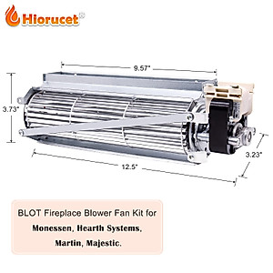 Hiorucet BLOT BLOTMC Replacement Fireplace Blower Fan KIT for Monessen, Hearth Systems, Martin, Majestic, Hunter. Ball Bearing, Quiet, High Air Flow.