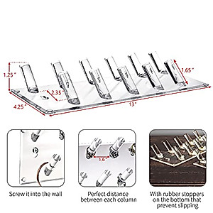 Ikee Design Multipurpose Acrylic Wall mounted Jewelry Stand Organizer, Bracelets Rings Bangles Display Rack for Store, Showcase, Trade Show, Set of 2, Clear, 13”W x 4 1/4”D x 1 3/4”H