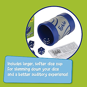 PlayMonster Farkle Classic Dice Game – Premium Kids Games, Dice Games, Family Games, Travel Games, Adult Games, Board Games, Dice Cup, Dice Set, Farkle Score Sheets Included, Ages 8+