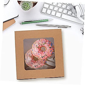 Anneome 5pcs Boxes Boxes Window Cake Box Cupcakes Containers Kraft Cookie Boxes Cupcake Boxes Mini Cake Boxes Muffin Cake Box Muffin Containers Cookie Boxes with Window Baking Case Brown