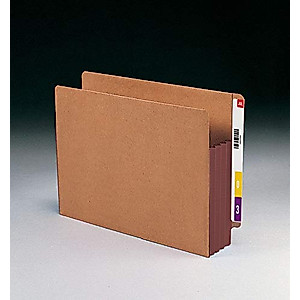 Smead End Tab Pocket, Reinforced Straight-Cut Tab, 3-1/2" Expansion, Extra Wide Letter Size, Redrope with Dark Brown Gusset, 10 per Box (73681)