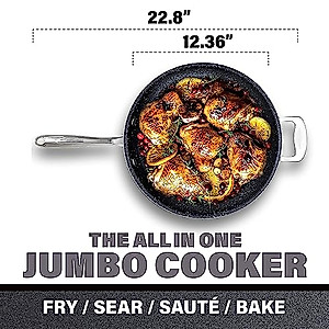 Granitestone Sauté Pan with Lid - 5.5 Quart. Non Stick Deep Frying Pan with Lid, Large Frying Pan, Oven Safe Skillet with Lid, Multipurpose Jumbo Cooker, Stovetop & Dishwasher Safe, 100% PFOA Free