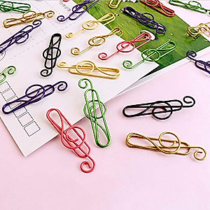 100 Pieces Music Paper Clips 6 Colors, Music Bookmark Metal Paper Clips Musical Notes Clips,for Office School Stationery Supplies