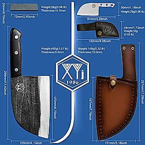 XYJ Full Tang 6.7 Inch Forging Butcher Knife 6.2 Inch Tactical Kitchen Knives 6 Inch Boning Knife With Leather Sheath For Meat Fish Vegetable Cutting Tools
