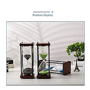 BAWAQAF Square Wood Bottom Glass Hourglass 60 Minutes Time Timer Interesting Home Ornaments Sandglass Kitchen Hour Meter Golden Sand Clock, Black