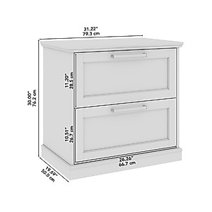 Bush Furniture Westbrook 2 Drawer Lateral File Cabinet in White Ash | Versatile Storage for Home Office and Living Room