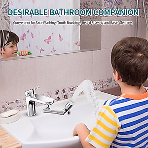 EXSSRACH 1440° Rotating Faucet Extender, Multifunctional 1080°+ 360° Swivel Extension Robotic Arm Sink Aerator for Kitchen/Bathroom, 2 Water Outlet Modes, Silver