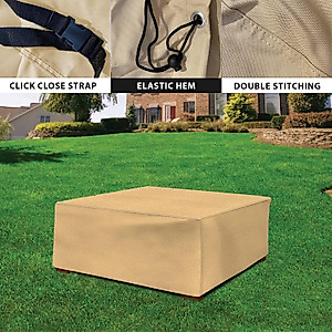 Extra Large Square Outdoor Side Table or Ottoman Cover - Outdoor Square Table Covers - Patio Ottoman Washable - Heavy Duty Furniture 36x36x16 Beige