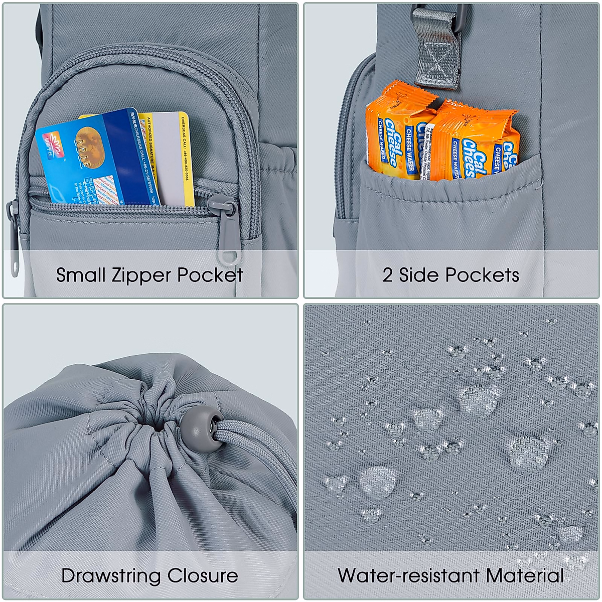 sportsnew Water Bottle Holder with Strap 32oz 40oz Insulated Water Bottle Carrier Sling Bag with Phone Pocket Tumbler Bag Crossbody Cup Sleeve for Walking Hiking Travelling Carrying, Greyish Blue