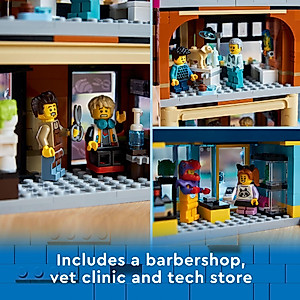 LEGO City Downtown 60380 Building Toy Set, Multi-Feature Playset with Connecting Room Modules, includes 14 Inspiring Minifigure Characters and a Dog Figure, Sensory Toy for Kids Ages 8+
