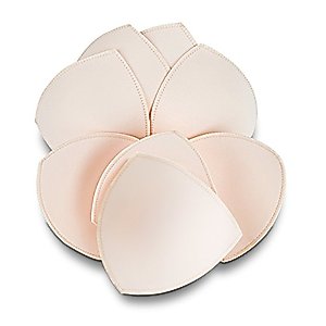 SERMICLE Bra Inserts 4 Pairs, Bra Pads Sewed Stitched Removable for Sports Bra B/C,C/D & D/E Cup Optional (Beige Triangle, B/C Cup)