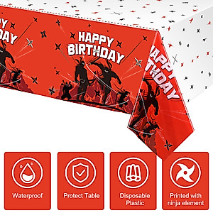 3 Pieces Ninja Pattern Tablecloths, Ninja Birthday Party Supplies Disposable Plastic Rectangular Ninja Themed Table Covers for Teens Birthday Party Decorations, 108 x 54 Inches