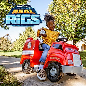 Kid Trax Real Rigs Toddler Fire Truck Interactive Ride On Toy, Kids Ages 1.5-4 Years, 6 Volt Battery and Charger, Sound Effects, Red, Large