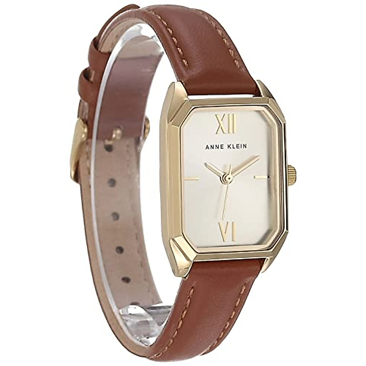 Anne Klein Women Japanese Quartz Dress Watch with Leather Strap, Brown, 13 (Model: AK/3874CHHY)
