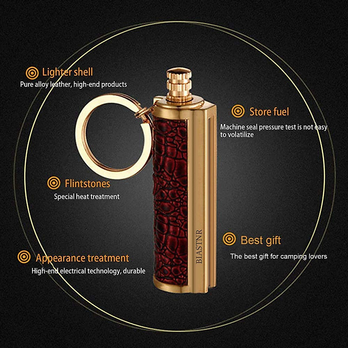 BIASTNR Permanent Match Lighter, Flint Fire Starter Keychain Metal Matchstick Fire Starter Emergency Survival Gear for Camping Hiking Hunting