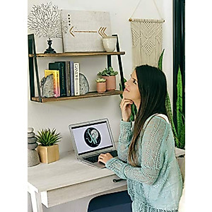 Peter's Goods 2-Tier Modern Rustic Floating Wall Shelves, Rustic Brown - Modern Farmhouse Wall Mounted Decor Book or Knick Knack Shelf for Laundry Room, Bathroom, Kitchen, Bedroom, Office and More