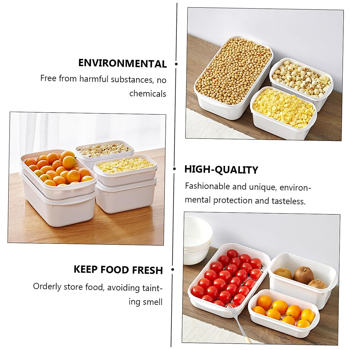 VOSAREA White Storage Bin 8 Pcs Food Storage Box Fridge Storage Containers Refrigerator Storage Bins Kitchen Storage Containers Food Prep Containers