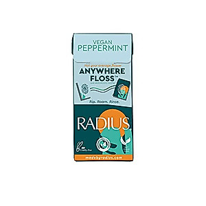 RADIUS Vegan Peppermint Anywhere Floss Travel Dental Floss for Oral Care Boost Non Toxic Tooth & Gum Protection (20 Single Use Flossers per Pack) - Pack of 1