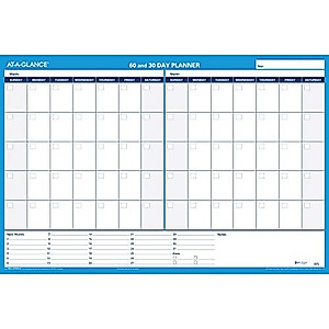 AT-A-GLANCE Wall Planner / Calendar, Undated, Erasable, 30/60-Day, 36 x 24, White/Blue (PM233-28)