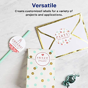 Avery Printable Round Labels with Sure Feed, 2" Diameter, Glossy White, 60 Customizable Labels (22817)