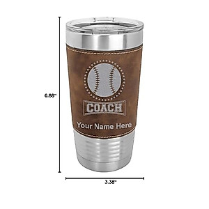 LaserGram 20oz Vacuum Insulated Tumbler Mug, Baseball Coach, Personalized Engraving Included (Faux Leather, Rustic)