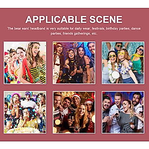 Lurrose Spa Headband Ears Headband Fluffy Ears Hairband Animal Ears Headwear for Makeup Washing Face Cosplay Party, White Headbands