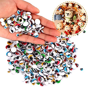 UPINS 1000pcs Wiggle Eyes with Eyelashes Self Adhesive Googly Eyes for DIY Craft 6 mm 8 mm 10 mm 12 mm Mixed Packaging and Multi Assorted Colors