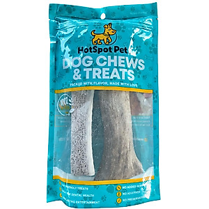 hotspot pets Split Elk Antlers for Dogs X-Large 8+ Inches- Premium Elk Antlers for Dogs 50+Lbs (2 Pack) Naturally Shed Antler Bone for Large Breed Aggressive Chewers -Sourced in USA
