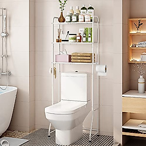 Simple Trending-3 Tier Shelf Bathroom Space Saver, Over The Toilet Rack,Bathroom Stand Storage Organizer, White