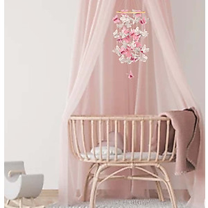 Just Joyer Baby Mobile for Crib Girl–Handmade with 45 Butterflies–Unique Toys Nursery Decor–Premium Felt Material with Wood Frame–Includes Butterfly Garland