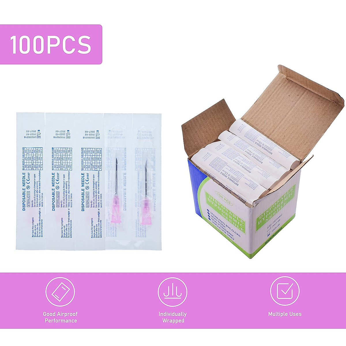 100 Pack 18 Gauge 1 1/2 Inch Lab Accessories, Individually Packaged.