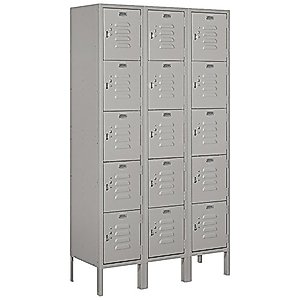 Salsbury Industries 65352GY-U Five Tier Box Style 36-Inch Wide 5-Feet High 12-Inch Deep Unassembled Standard Metal Locker, Gray
