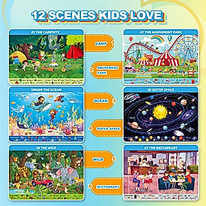 Preschool Learning Activity, Search and Find Reusable Card for Kids Ages 3-5, Travel Game for Road Trip Car Airplane, Birthday Gifts for 3,4,5,6 Year Old Boys and Girls